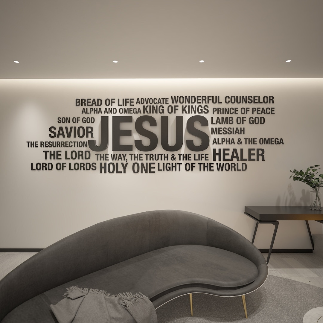 Jesus Wordcloud, Religious Wall Sign, Christian Wall Words, Church ...