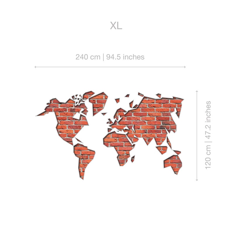 World Map Bricks, Bricks, World Map, Map Decals, World Map Decals, Wall ...
