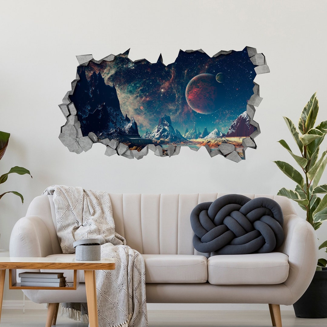 Space Broken Wall Decal - 3d Wallpaper - 3d Wall Decals - 3d Printed ...