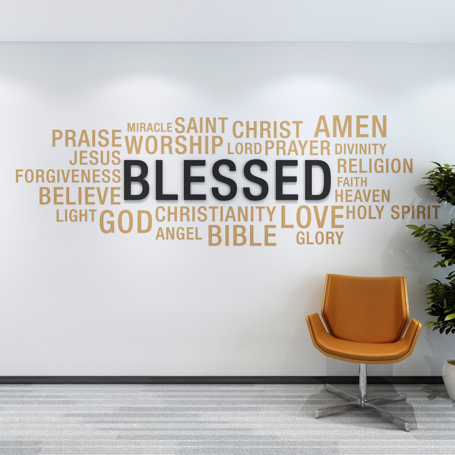 Blessed Word Cloud, Church Sanctuary Wall Art, Religious Wall Sign ...
