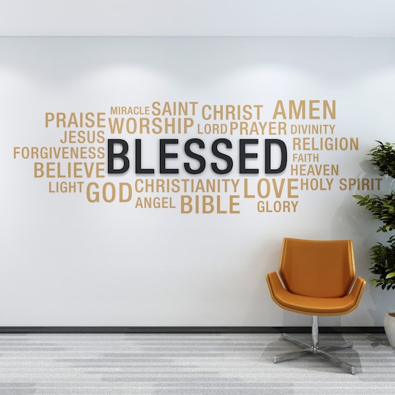 Blessed Word Cloud Church Sanctuary Wall Art Religious Wall - Etsy