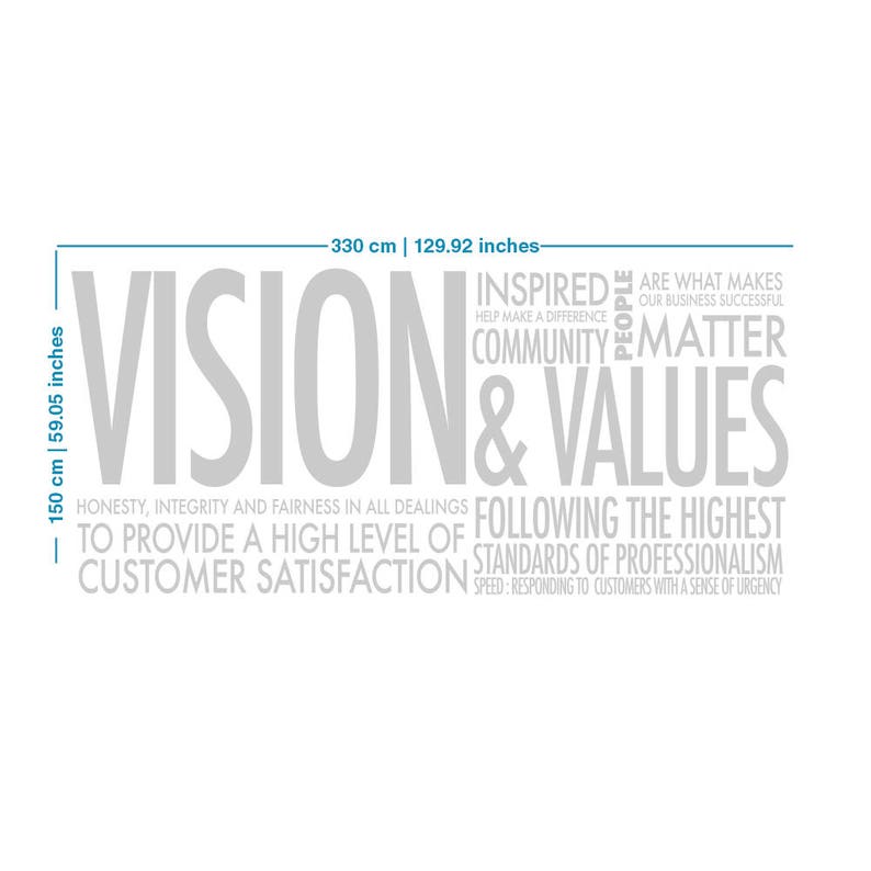 Vision & Values - 3D Letters - Office Wall Art - Wall Decal - Wall ...