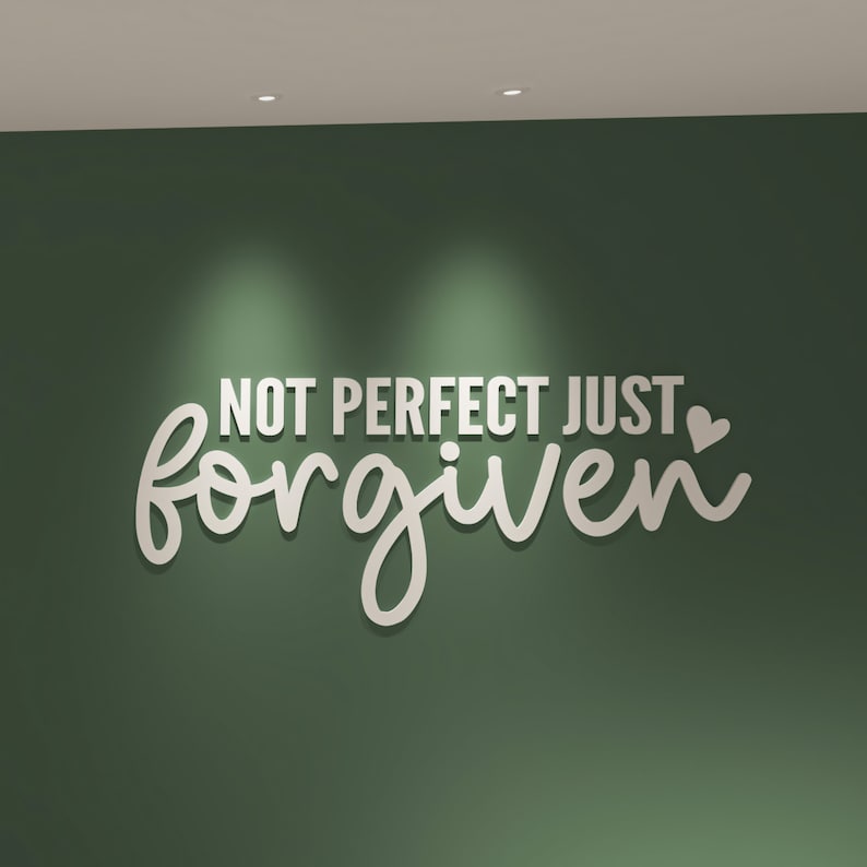 Not Perfect Just Forgiven Sign, Faith Decorative Quotes, Religious Wall ...