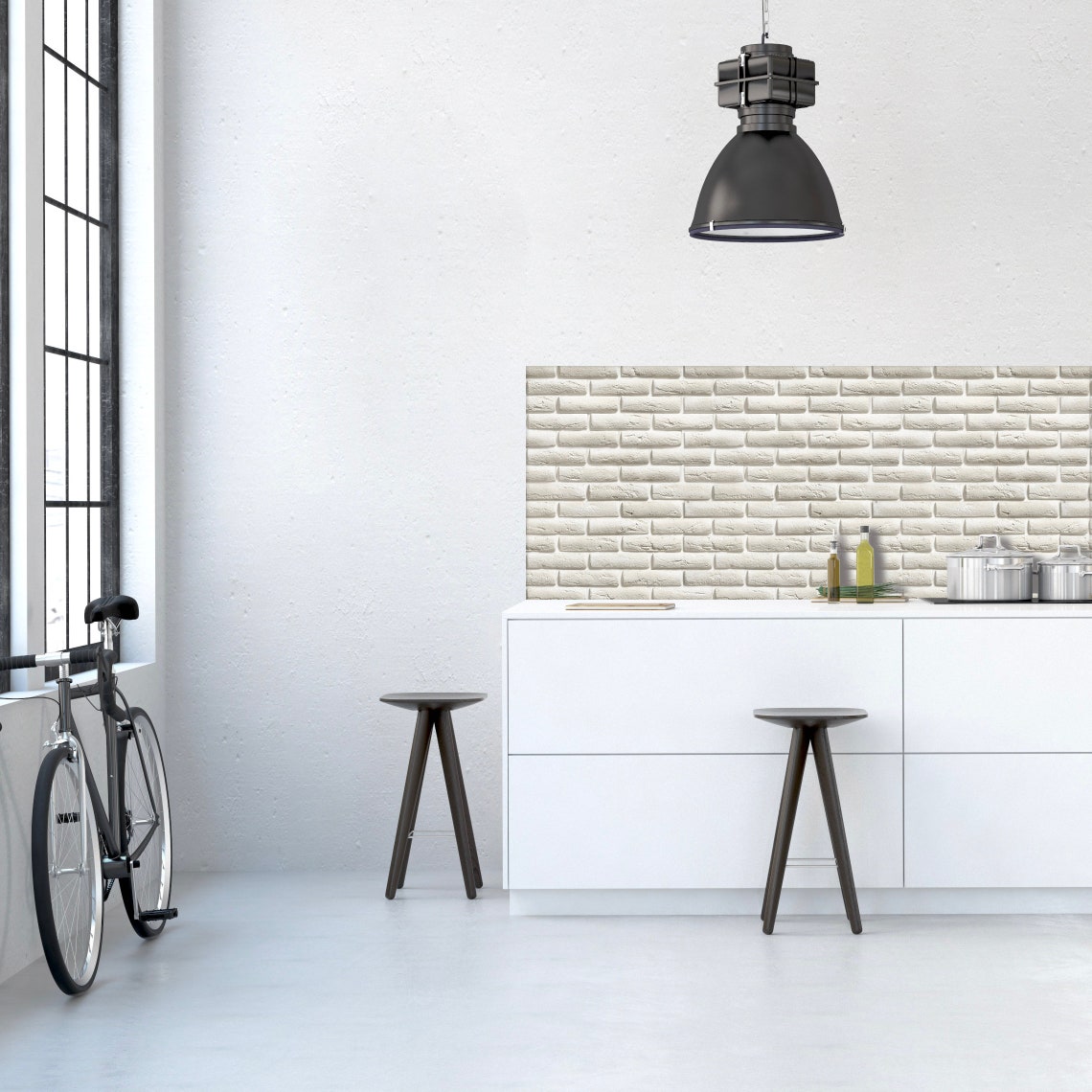 3D Stickers White Brick Kitchen Decorations SKU:3DWBKD | Etsy