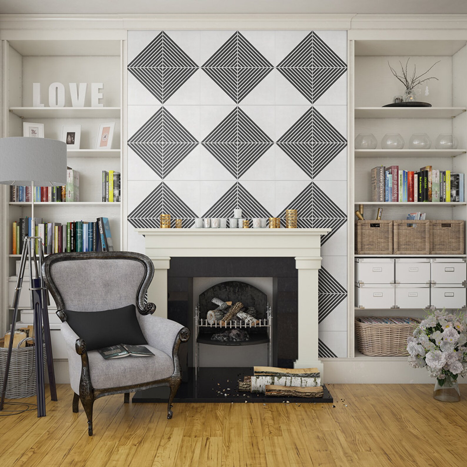 Geometric Lines Tile Stickers, Tiles for Kitchen and Bathroom ...
