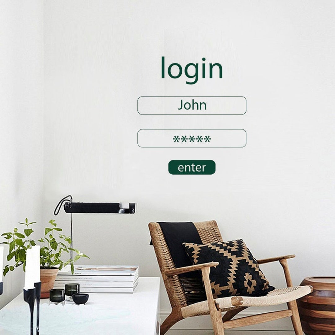 Login and Password Wall Sticker - Login and Password Door Decal - Login ...