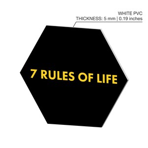7 Rules of Life, Hexagonal Wall Panels, Inspirational Quote Wall Art ...