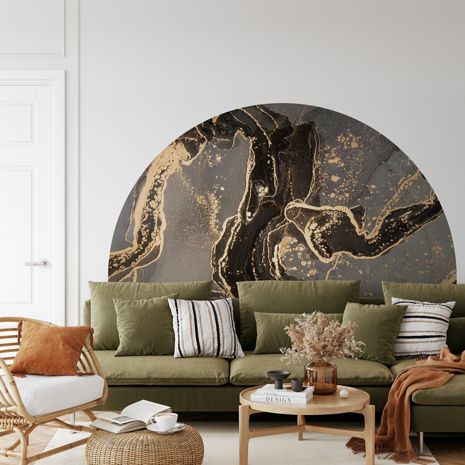 Arch Dark and Gold Abstract Wall Decal Bed Size Arch Sticker - Etsy