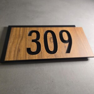 Interior Modern Dark Wood Door Number Plaque, Custom Door Sign, Room ...