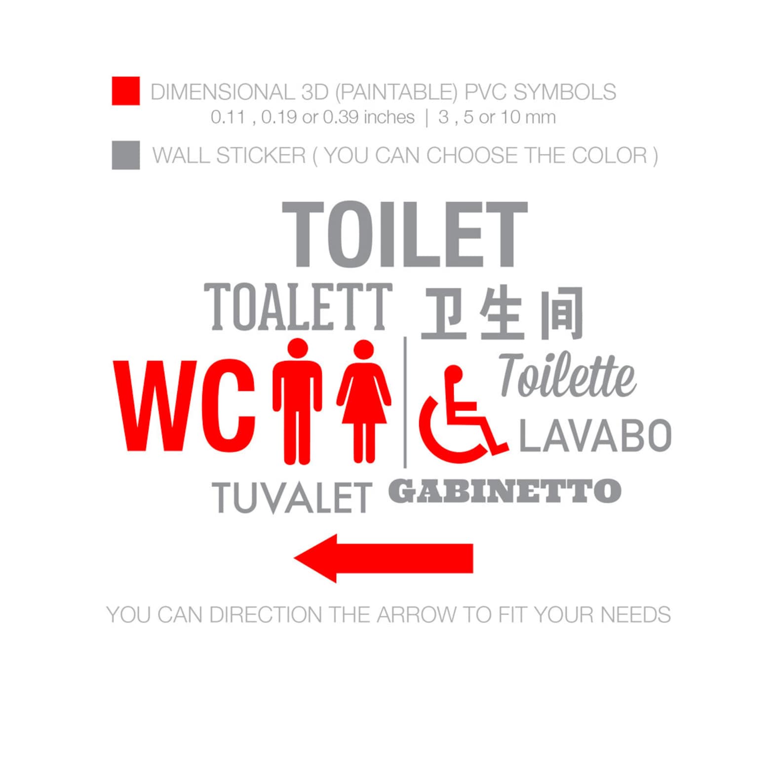 Toilet Sign Multilanguage for Global Offices Receptions - Etsy