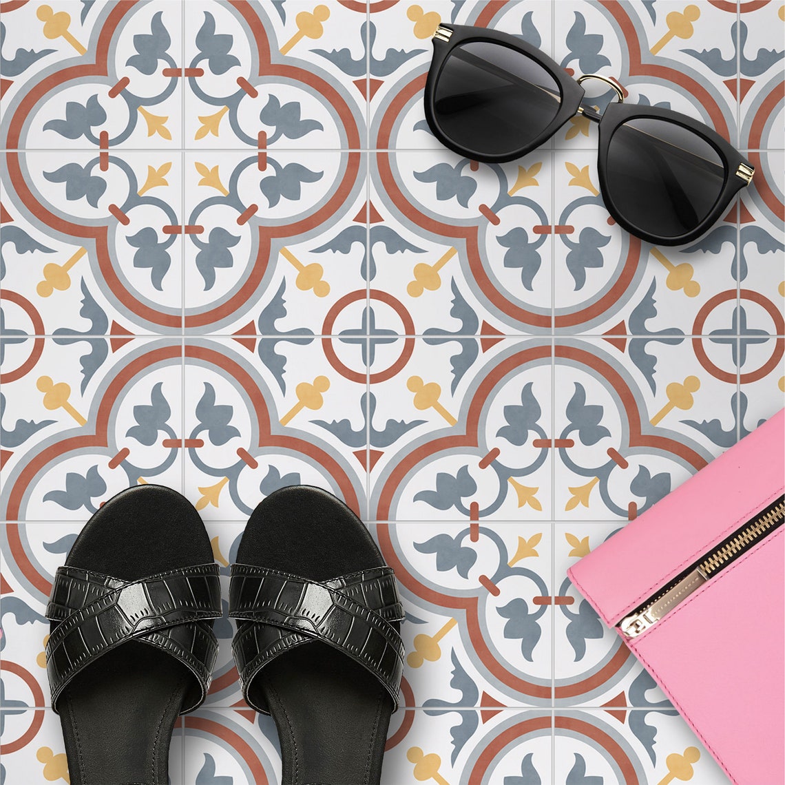 VALENCIA Tile Decal Stencil Alternative Floor or Wall Tile - Etsy
