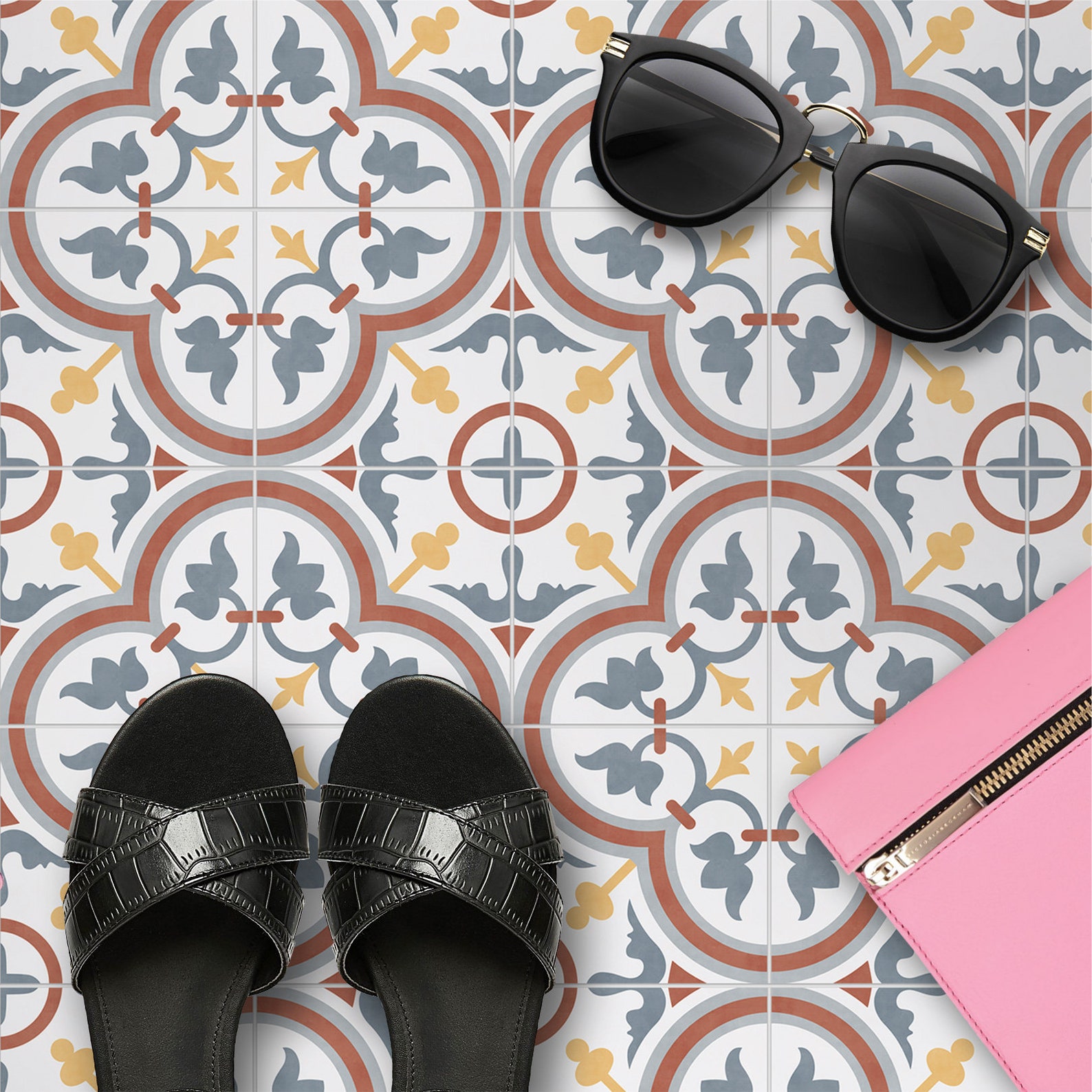 VALENCIA Tile Decal , Stencil Alternative – Floor or Wall Tile Stickers ...