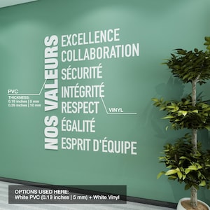 Nos Valeurs, French Office Wall Art, 3D Citations, Art De Mur De Bureau ...