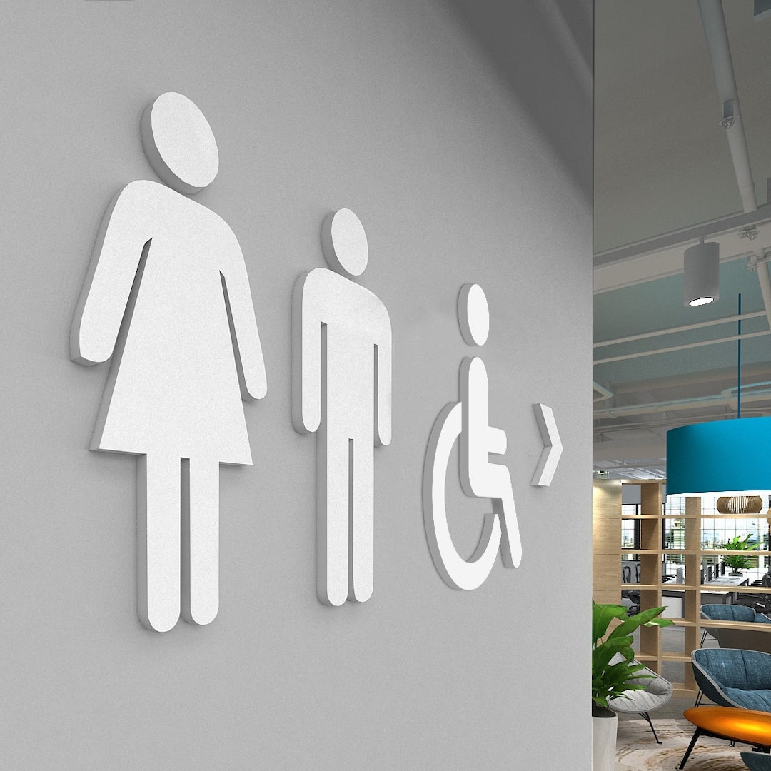 Toilet Sign, Toilet Door Sign, Toilet Direction, Bathroom Sign, Office ...