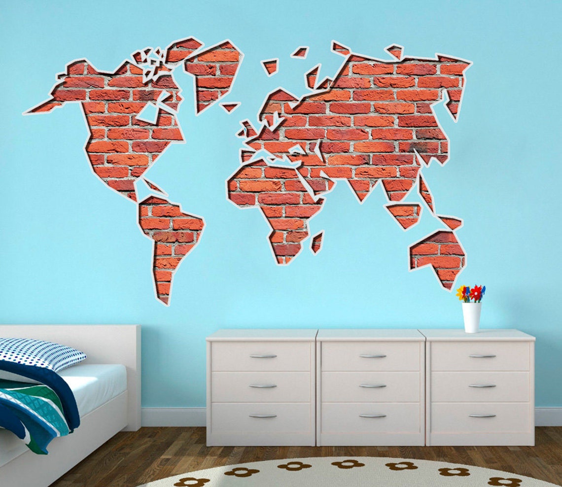 World Map Bricks Bricks World Map Map Decals World Map | Etsy