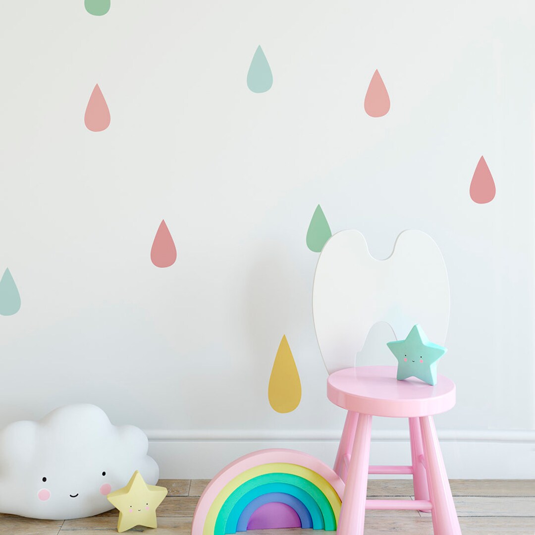 Color Drops, Color Rain, Nursery Raindrops Wall Decals, Kids Bedroom ...