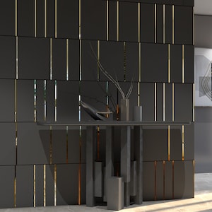 Black and Gold Mirror Decorative Panels, 3D Wall Panels, 1 or 4 Panels ...
