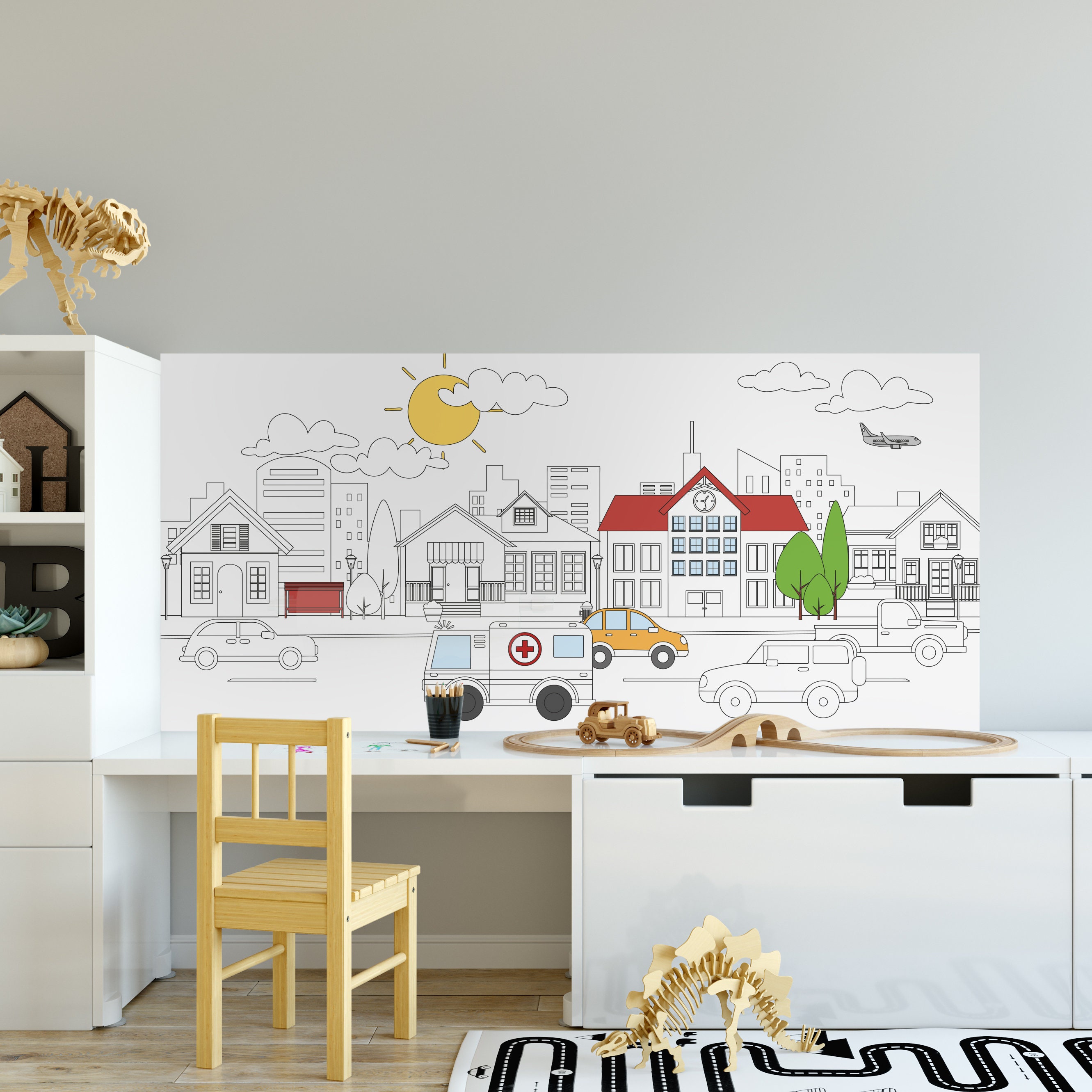 City Coloriage sur le mur Poster à colorier Autocollant amovible Déco ...