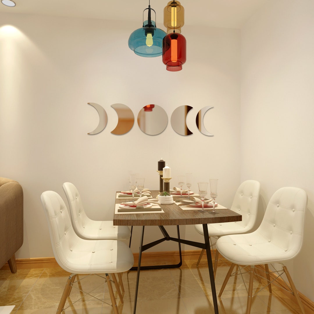 Moon Phase Mirror Wall Décor, Gold and Silver Mirror, Boho Aesthetic ...