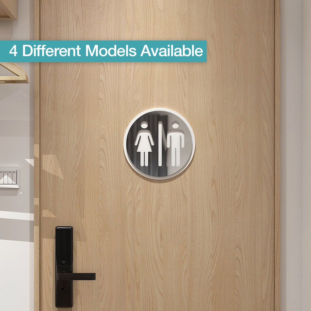 Restroom Door Metal Sign, Bathrooms Man Woman, WC Pictogram, Unisex ...