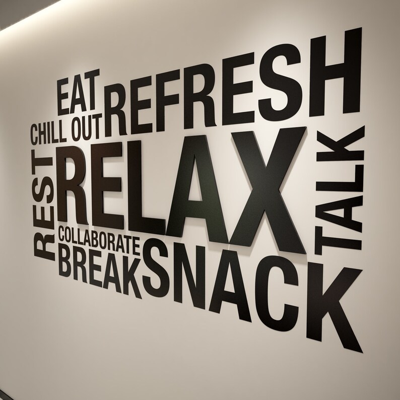 Relax Snack Chill, Relax Wall Sign, Lettering 3D, Office Decor ...