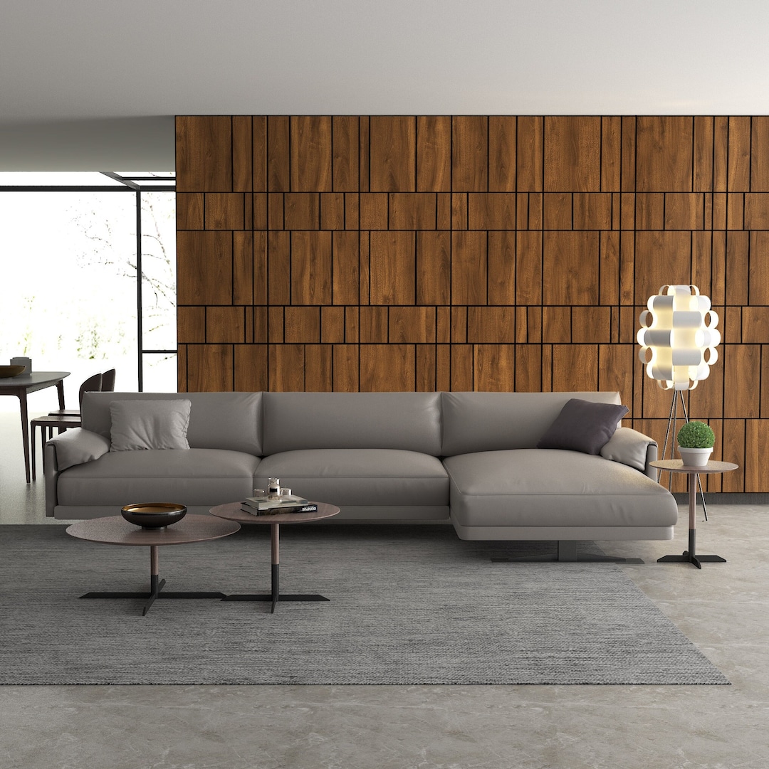 Dark Wood Decorative Panels, Modular 3D Wall Panels, Living Room ...
