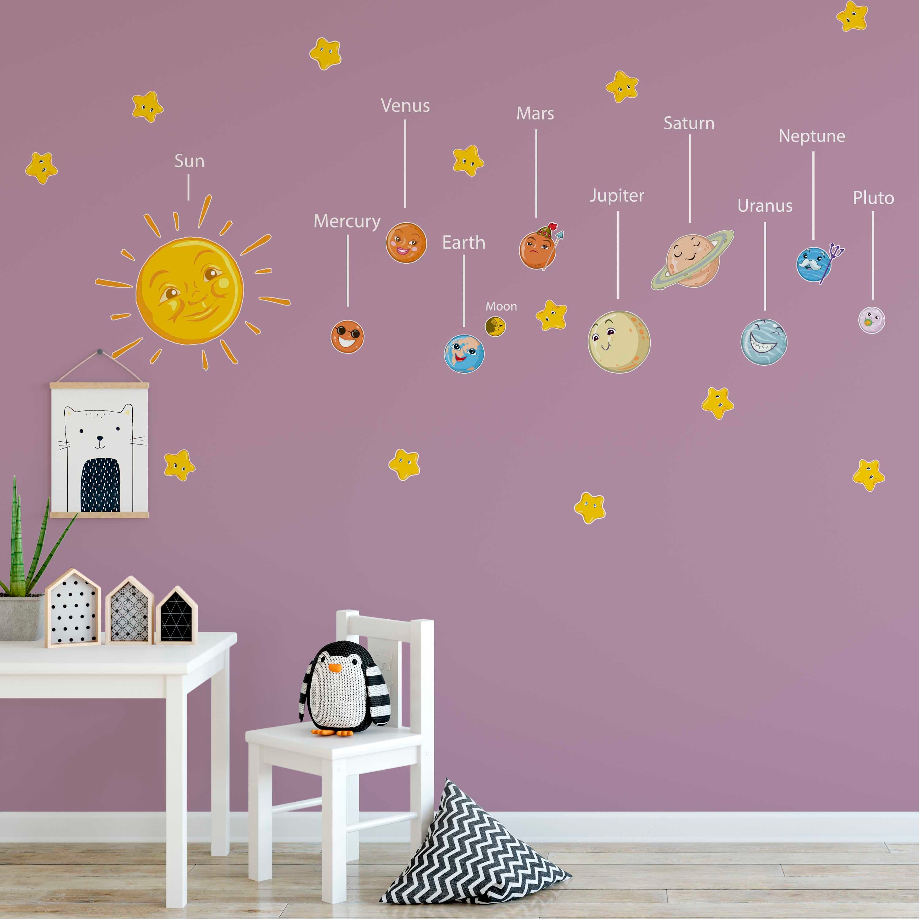 Solar System Decals - Planets With Names Wall Stickers - Sticker for ...