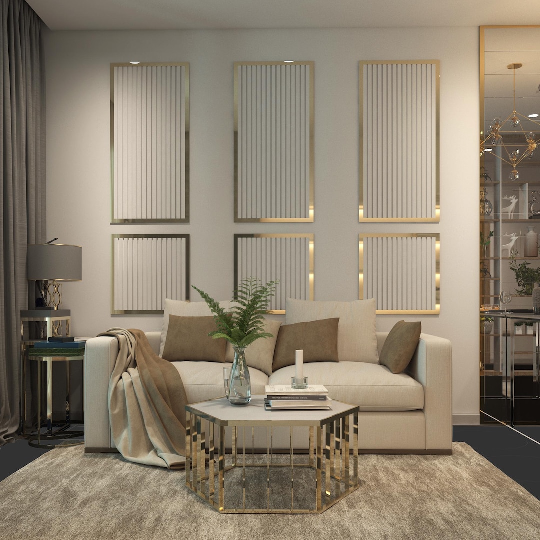 Mirrored Accent Feature Wall Art, Ready to Assemble Wall Molding Kit ...