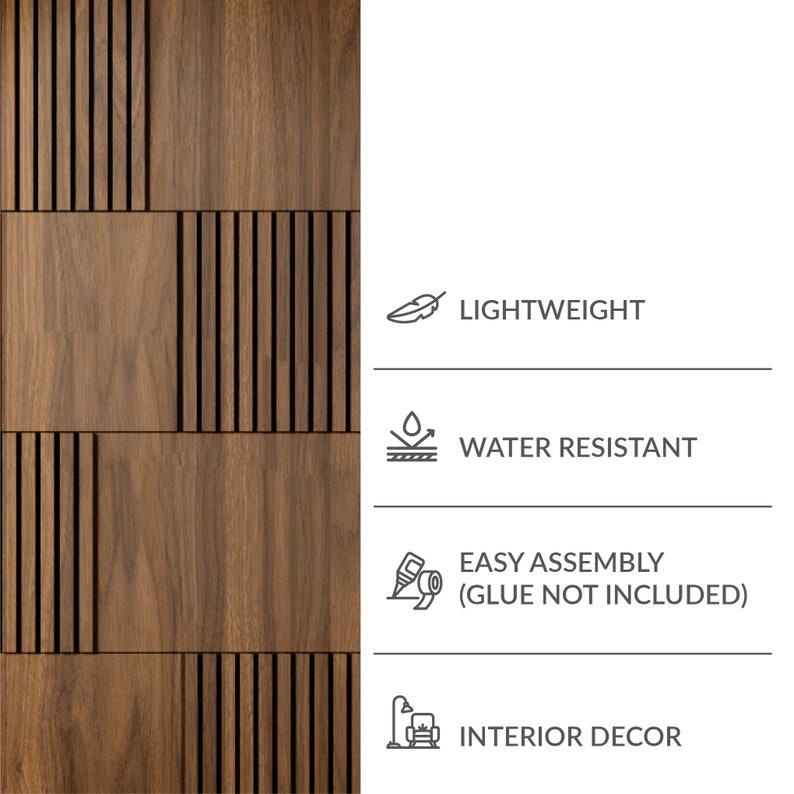 Modular Wall Panels Dark Wood, 3D Wall Panels, Modern Wall Panels ...