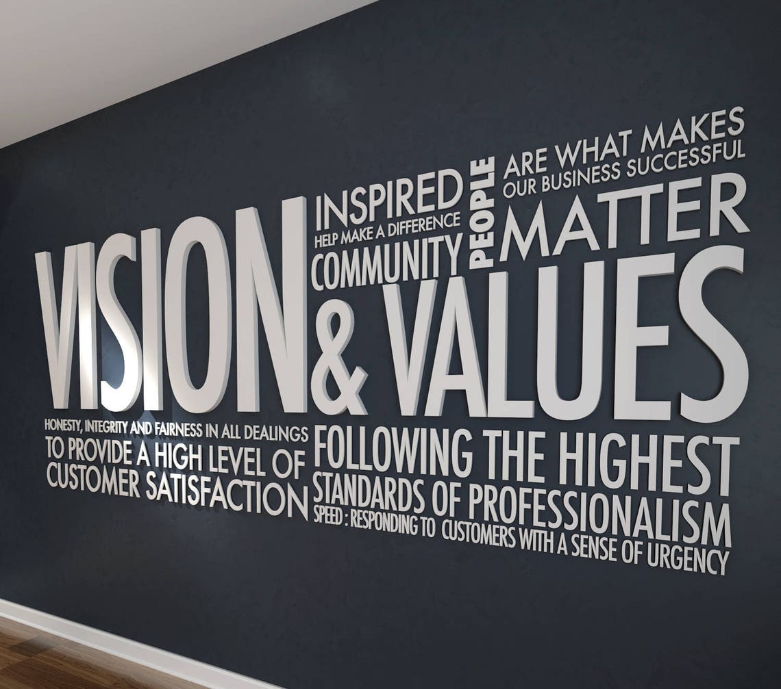 Vision & Values 3D Letters Office Wall Art Wall Decal | Etsy