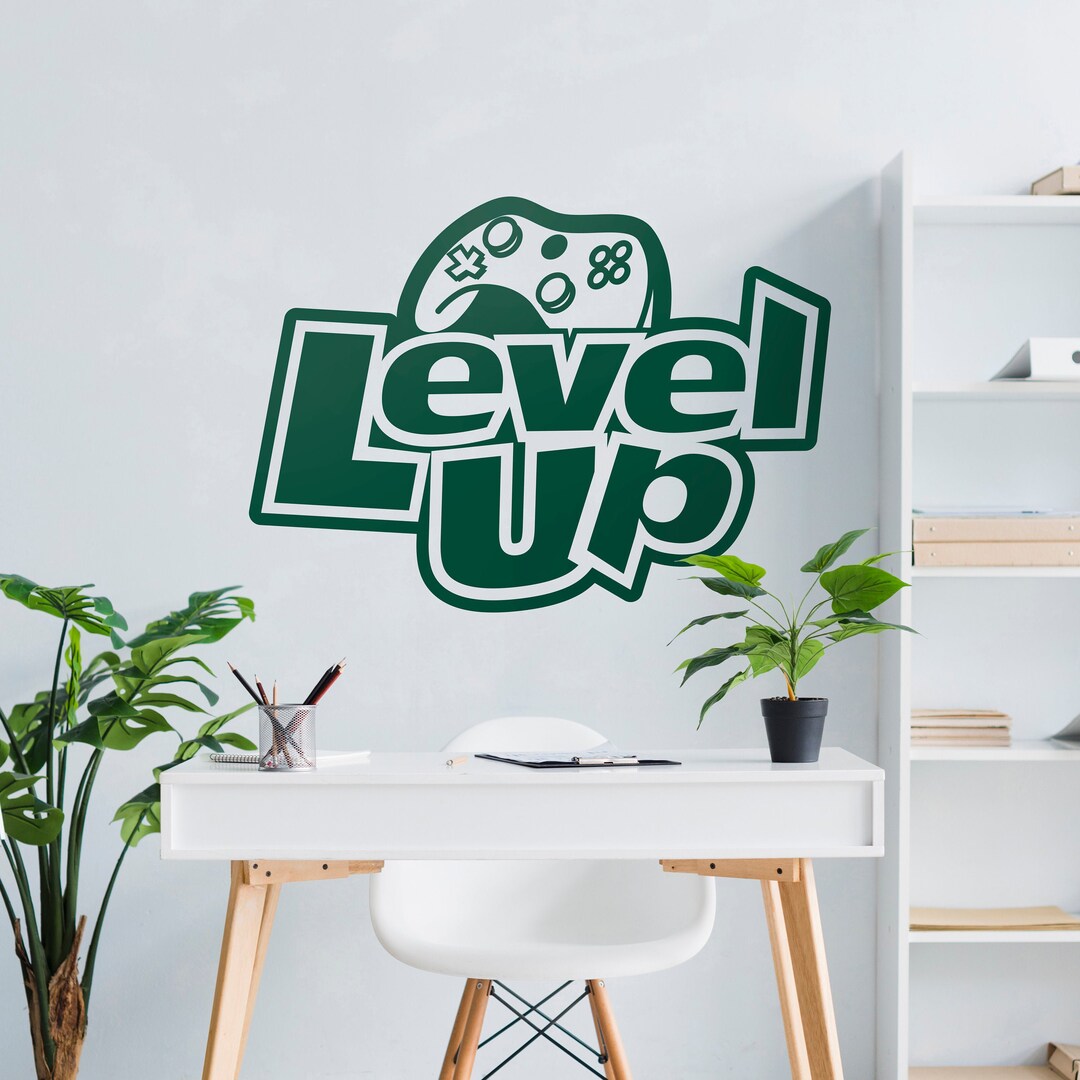 Level Up, Gaming Wall Decal Decor, Controller Game Sticker, Video Game ...