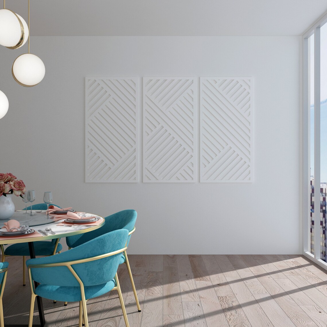 3D Geometric Wall Art Set, Wall Hanging, Mid Century Modern Wall Art ...