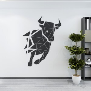 Geometric Bull Wall Decor, Animal Geometric Wall Art, Western Home ...