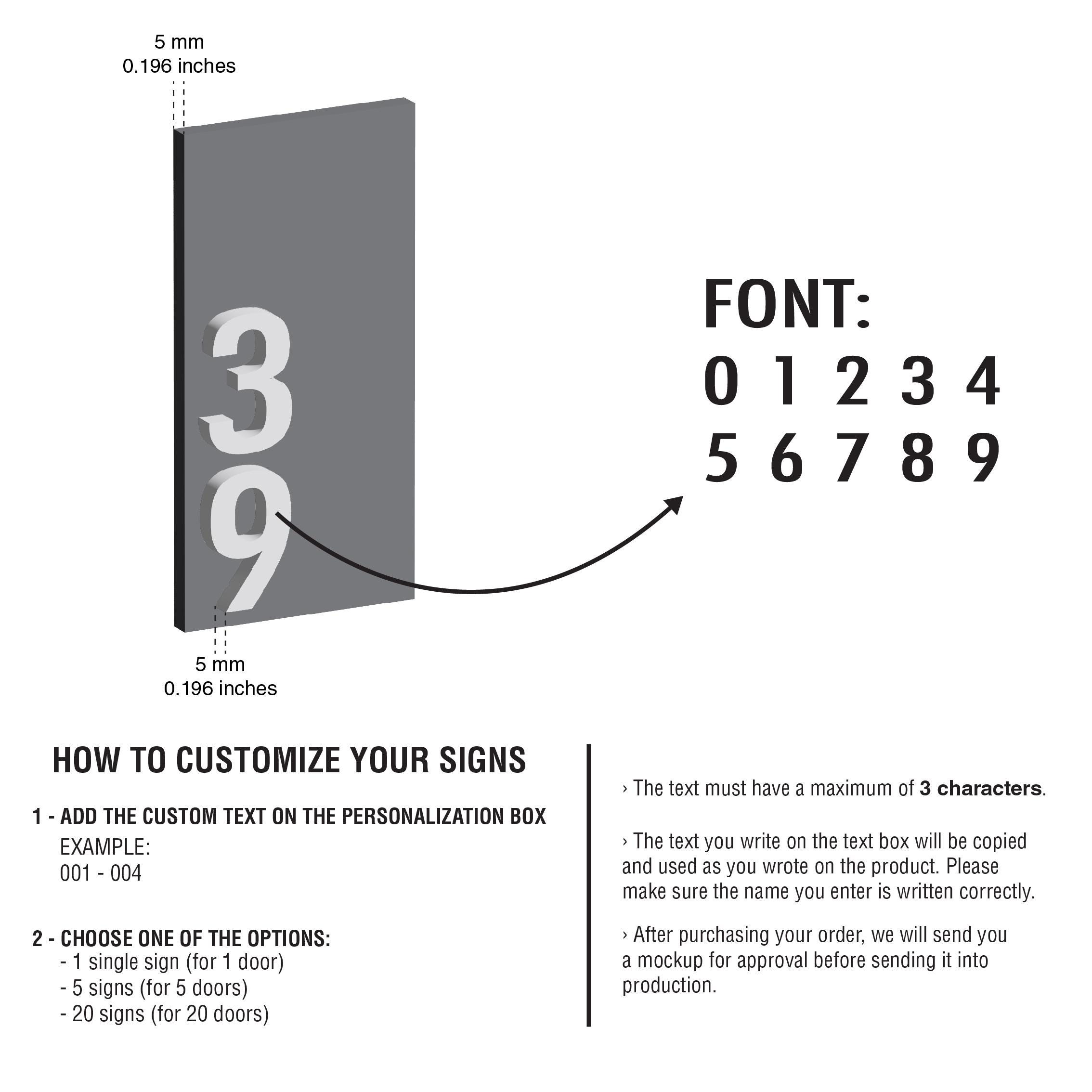 Unit Door Numbers, Interior Modern Number Plaque, Room Number Sign ...