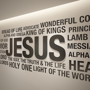Jesus Wordcloud, Religious Wall Sign, Christian Wall Words, Church ...