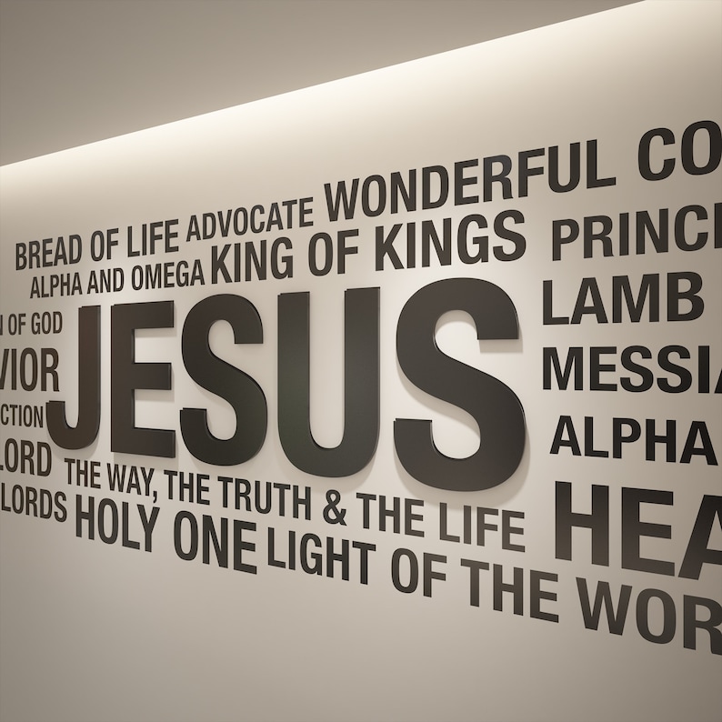 Jesus Wordcloud, Religious Wall Sign, Christian Wall Words, Church ...