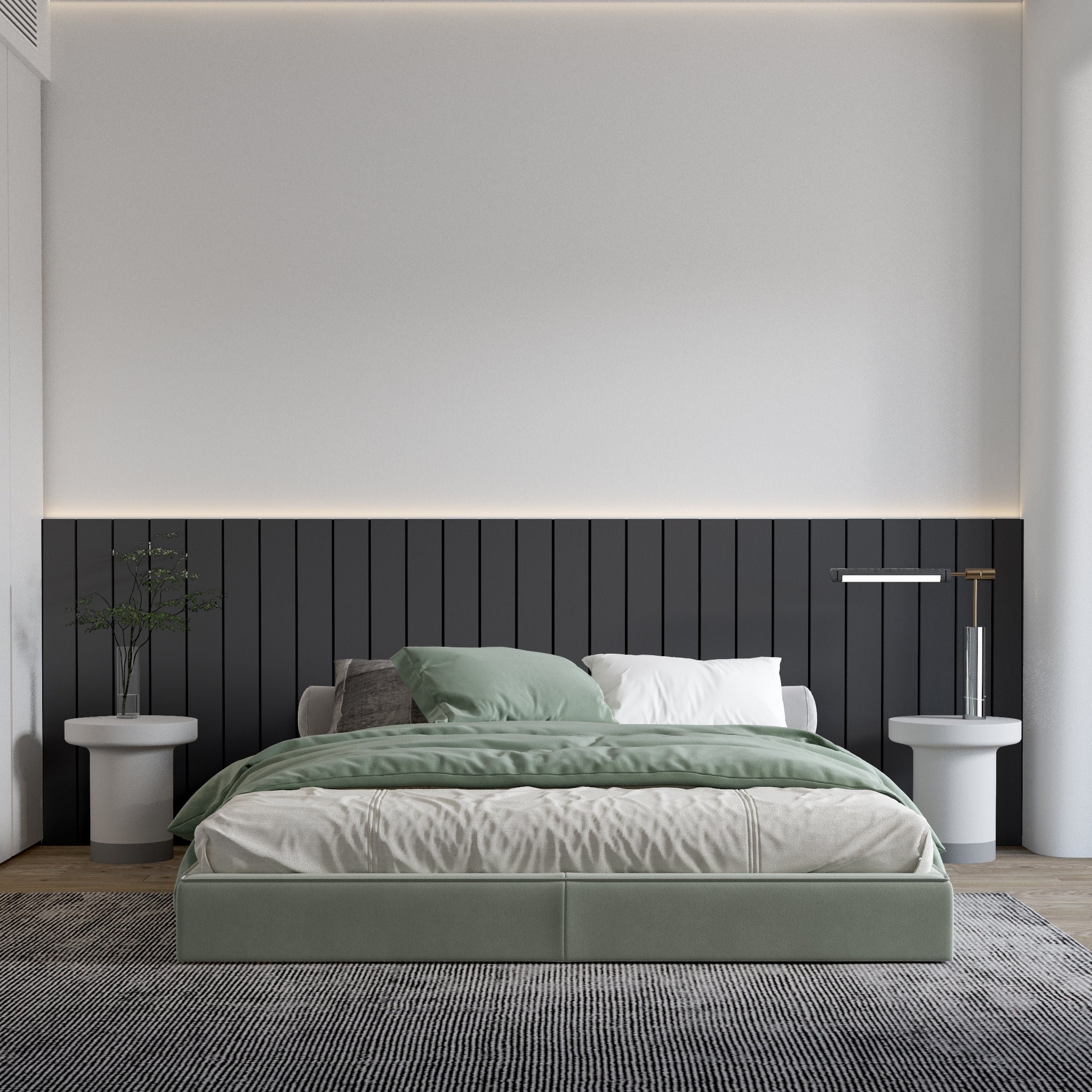 Dark Grey Headboard Bars Half Wall Panels Wainscot Paneling Fluted Slat Wall SKU DGHS Etsy