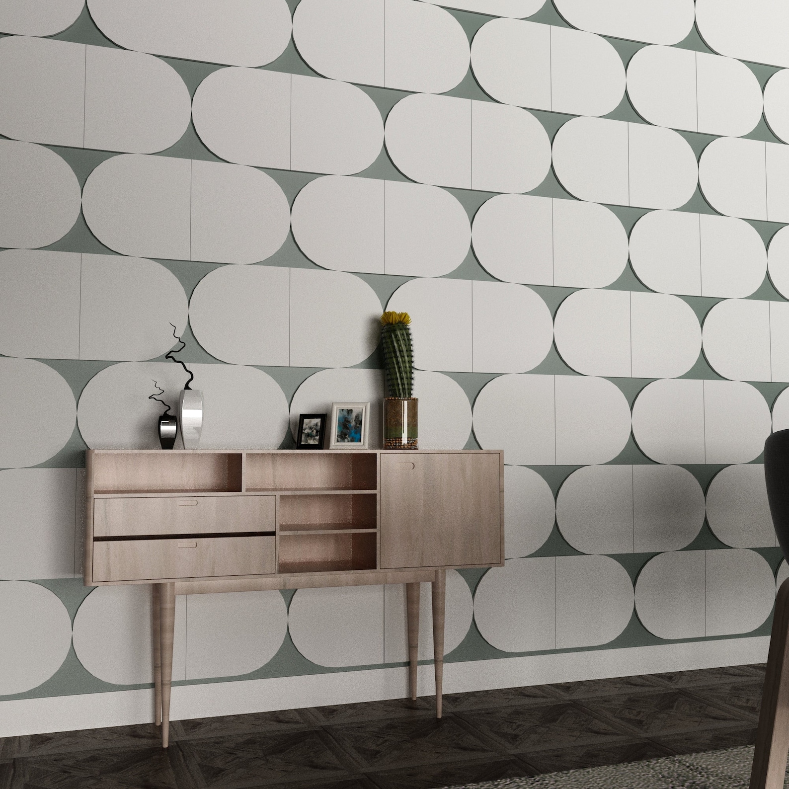 3D Half Circles Wall Panels, Wall Paneling Mid Century, Paintable Wall ...