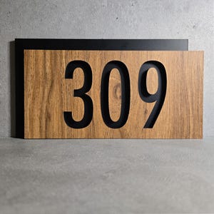 Interior Modern Dark Wood Door Number Plaque, Custom Door Sign, Room ...