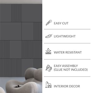 Dark Grey Decorative Panels, 3D Wall Cladding, Accent Wall Design, Easy ...