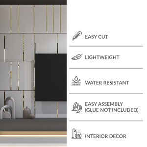 White and Gold Mirror Decorative Panels, 3D Wall Panels, Pack of 8 or ...