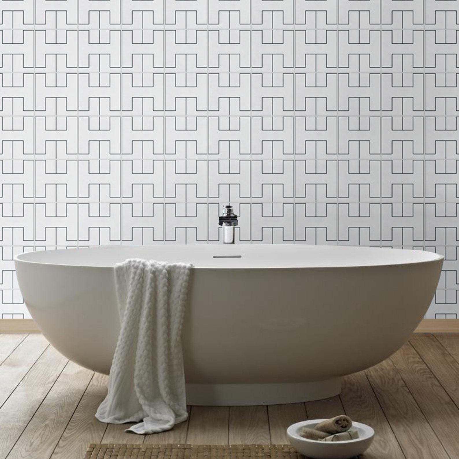 Geometric White Tile Stickers Suitable for Wall and Floor - Etsy UK