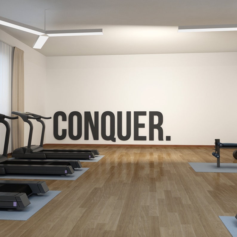 Conquer Gym Wall Art, Training Room Gym Quote, Fitness Wall Decor ...