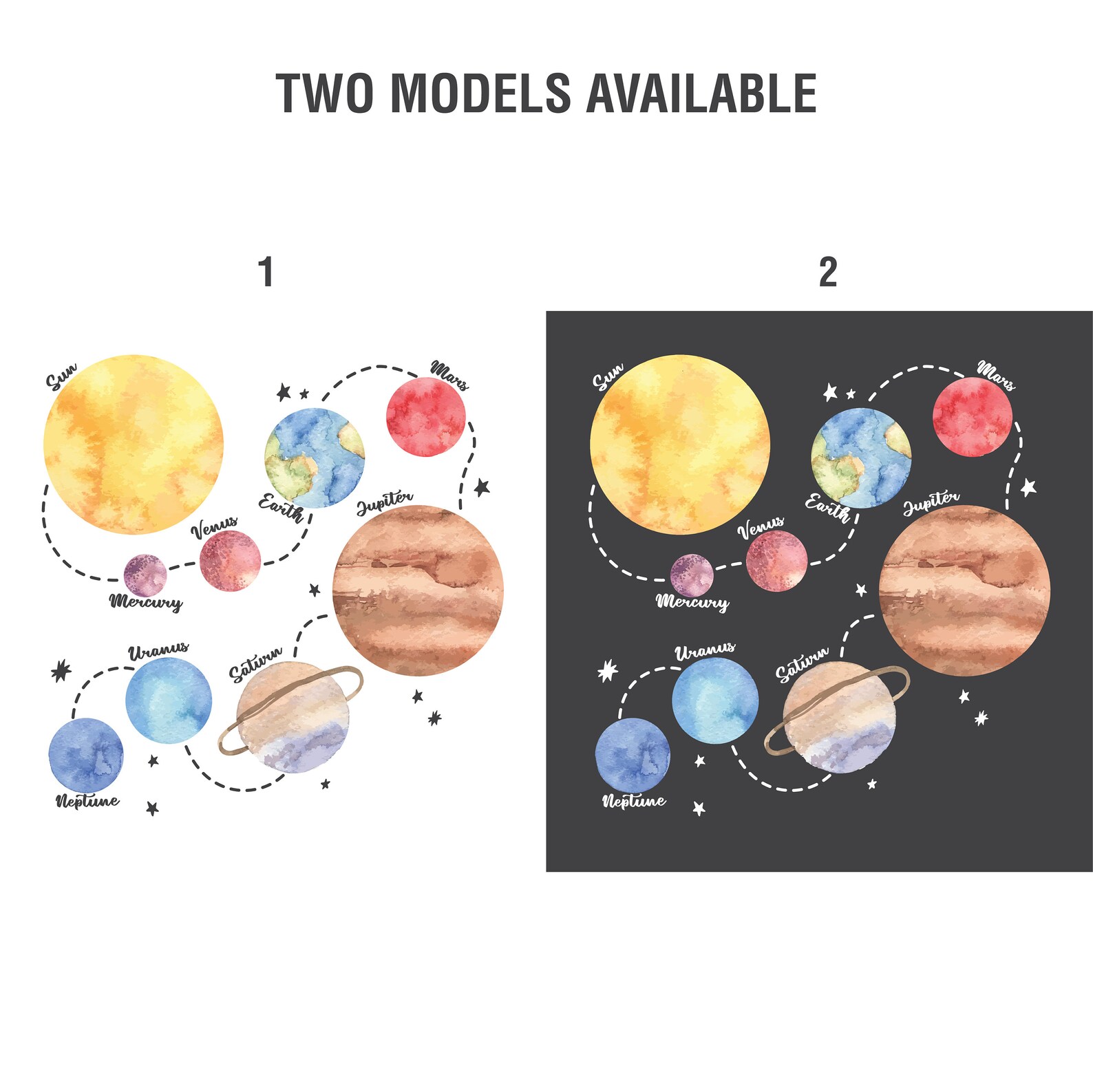 Solar System Decals Watercolor Planets Space Wall Stickers - Etsy
