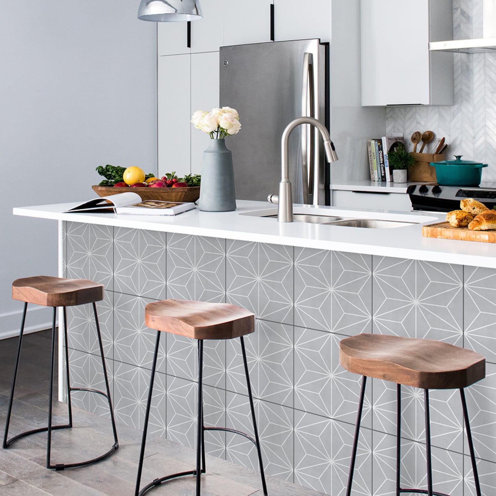 Art Deco Grey Tile Stickers Floor Decals Tiles for | Etsy