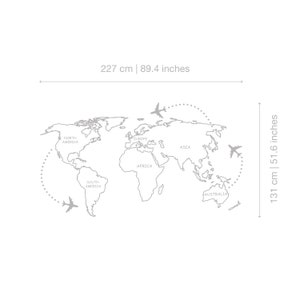 World Map - Outlines - Wall Decal - Continents Decal - Large World Map ...