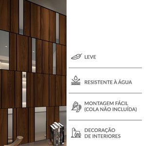 Dark Wood and Silver Mirror Decorative Panels, Wood Slat Wall Panel, 3D ...