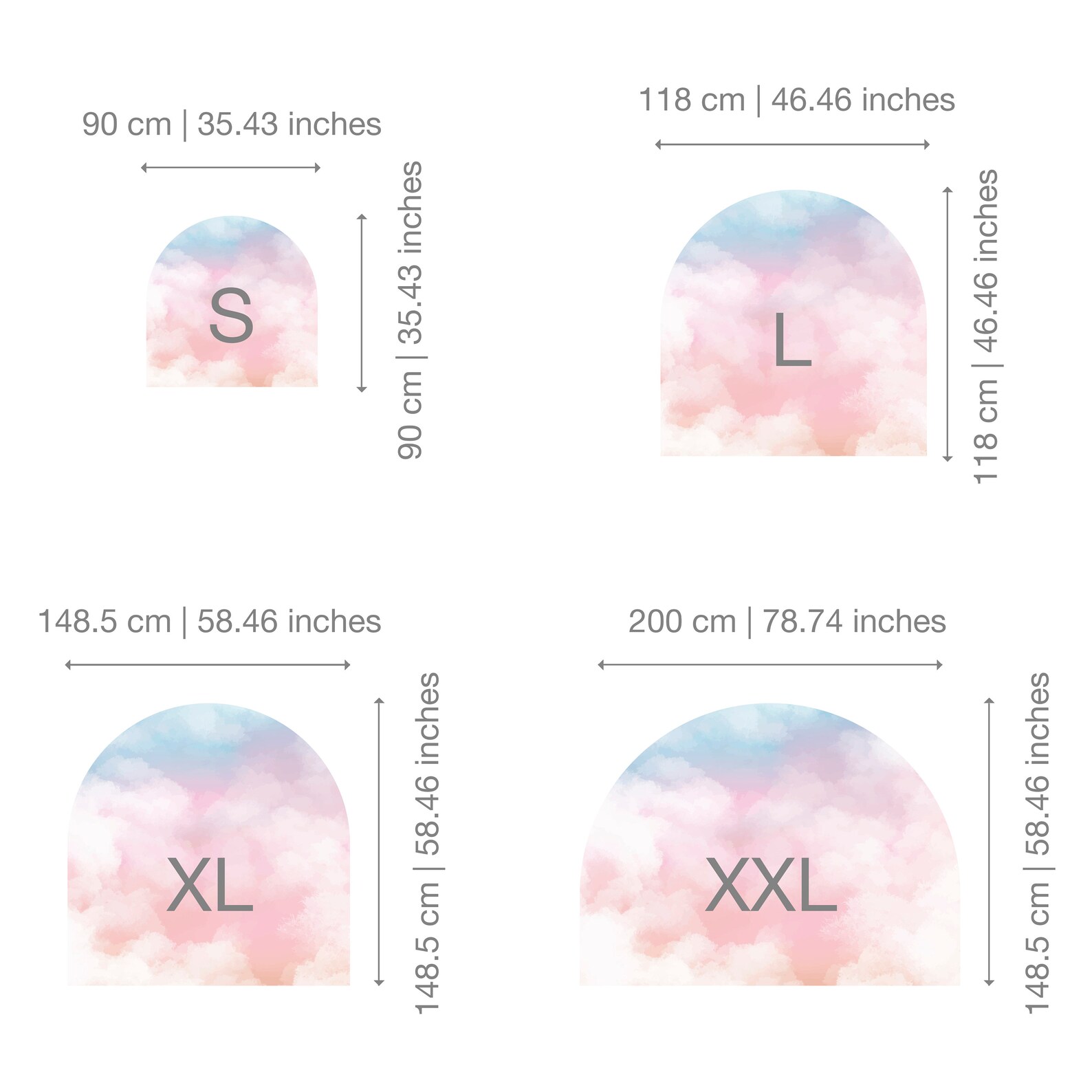 Watercolor Sky Arch Decal Large Arch Headboard Wall Decal - Etsy