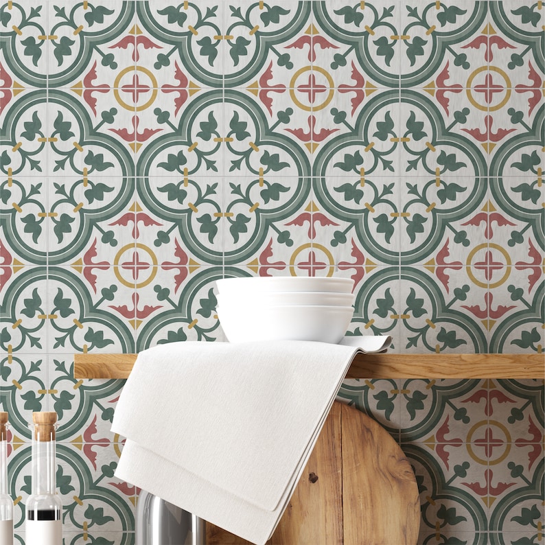 Florent Tile Sticker, Cement Tile Sticker for DIY Tiles, Home Makeover ...