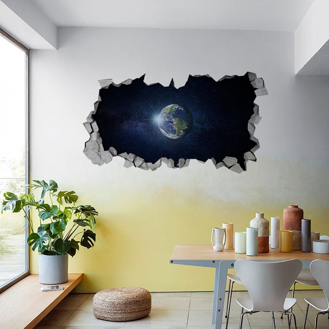 Planet Earth Wall Decal 3D - 3d Wallpaper - 3d Wall Decals - 3d Printed ...